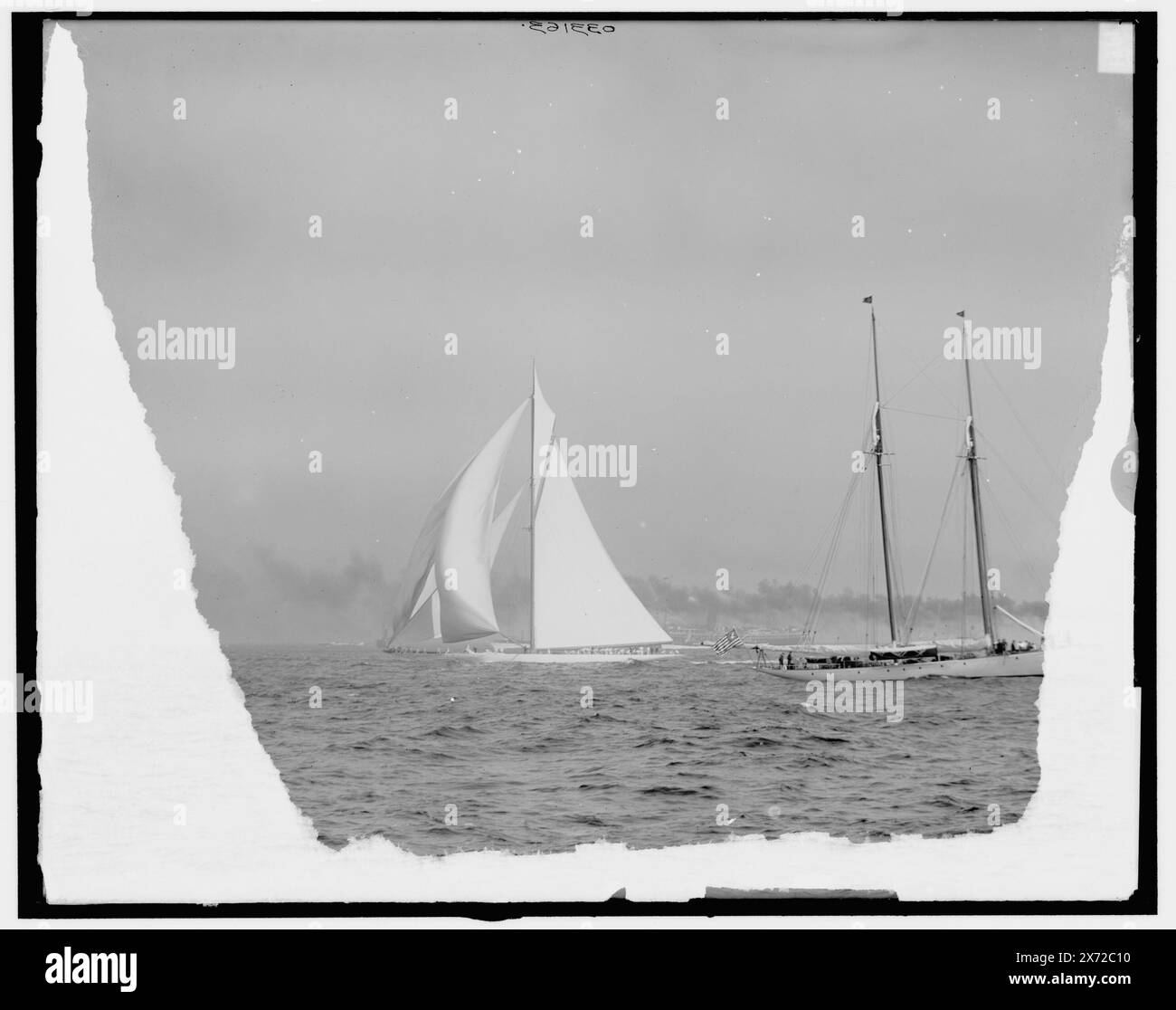 Shamrock III at the finish, Title from jacket., "1487" on negative ...