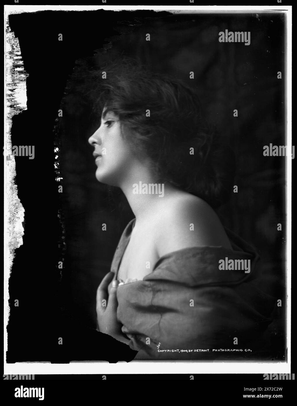 Woman model in profile with hand at bosom, half-length portrait, Title ...