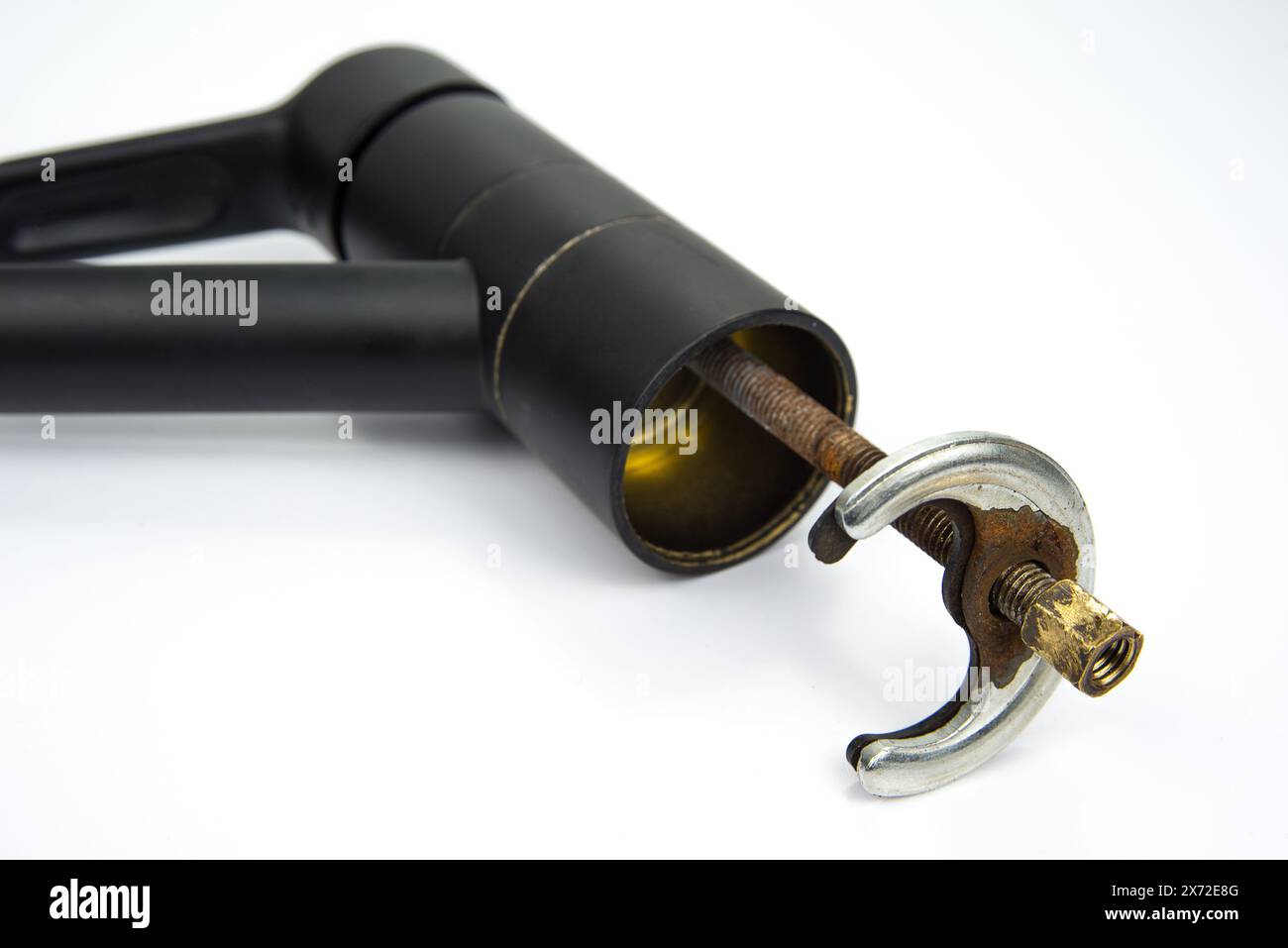 Broken water faucet with a rusty screw and water stone aerator Stock ...