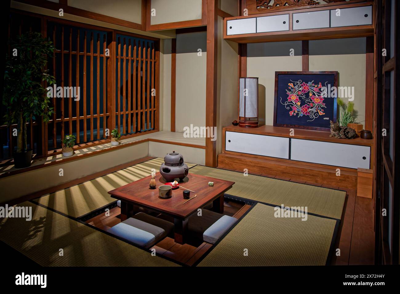 LYON, FRANCE, May 15, 2024 : A traditional japanese tea room is ...