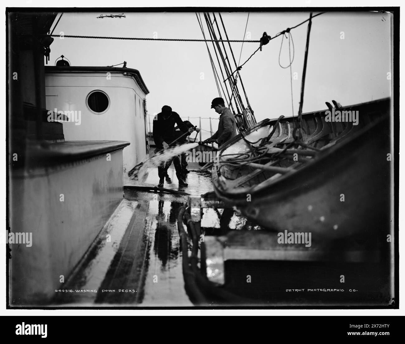 Washing down decks, Detroit Publishing Co. no. 040316., Gift; State ...
