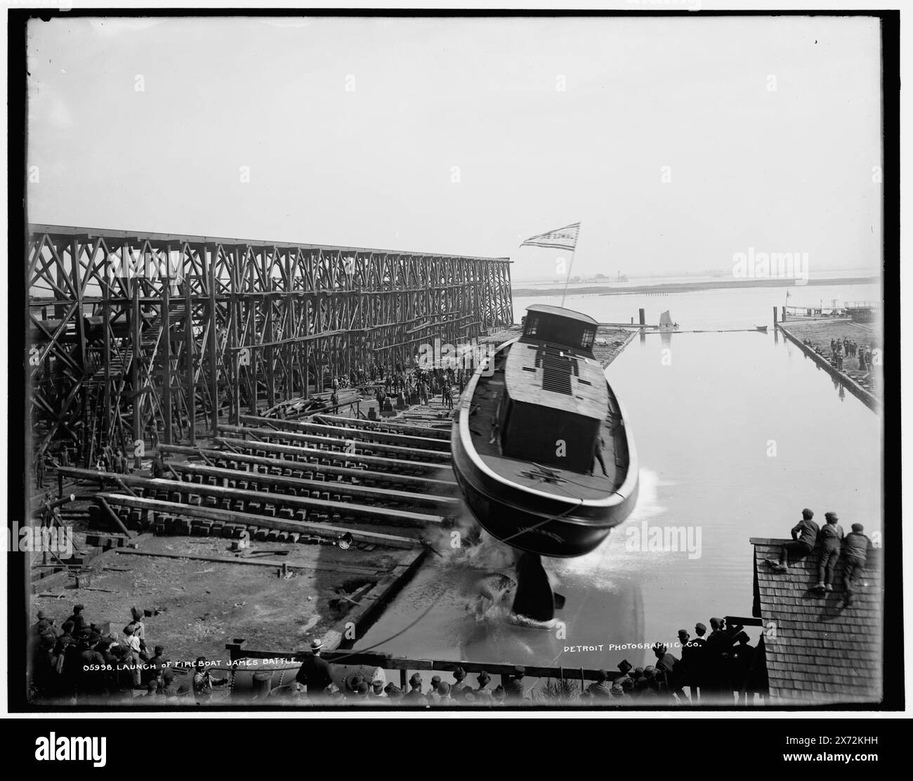 Launch of fire boat James Battle, Date based on Detroit, Catalogue J ...