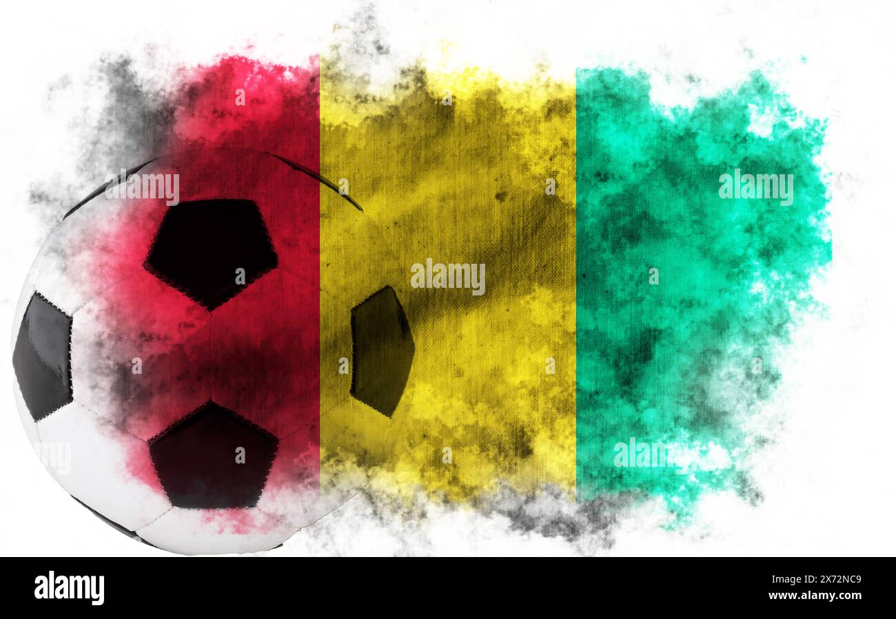 White background with Guinea flag and soccer ball Stock Photo - Alamy