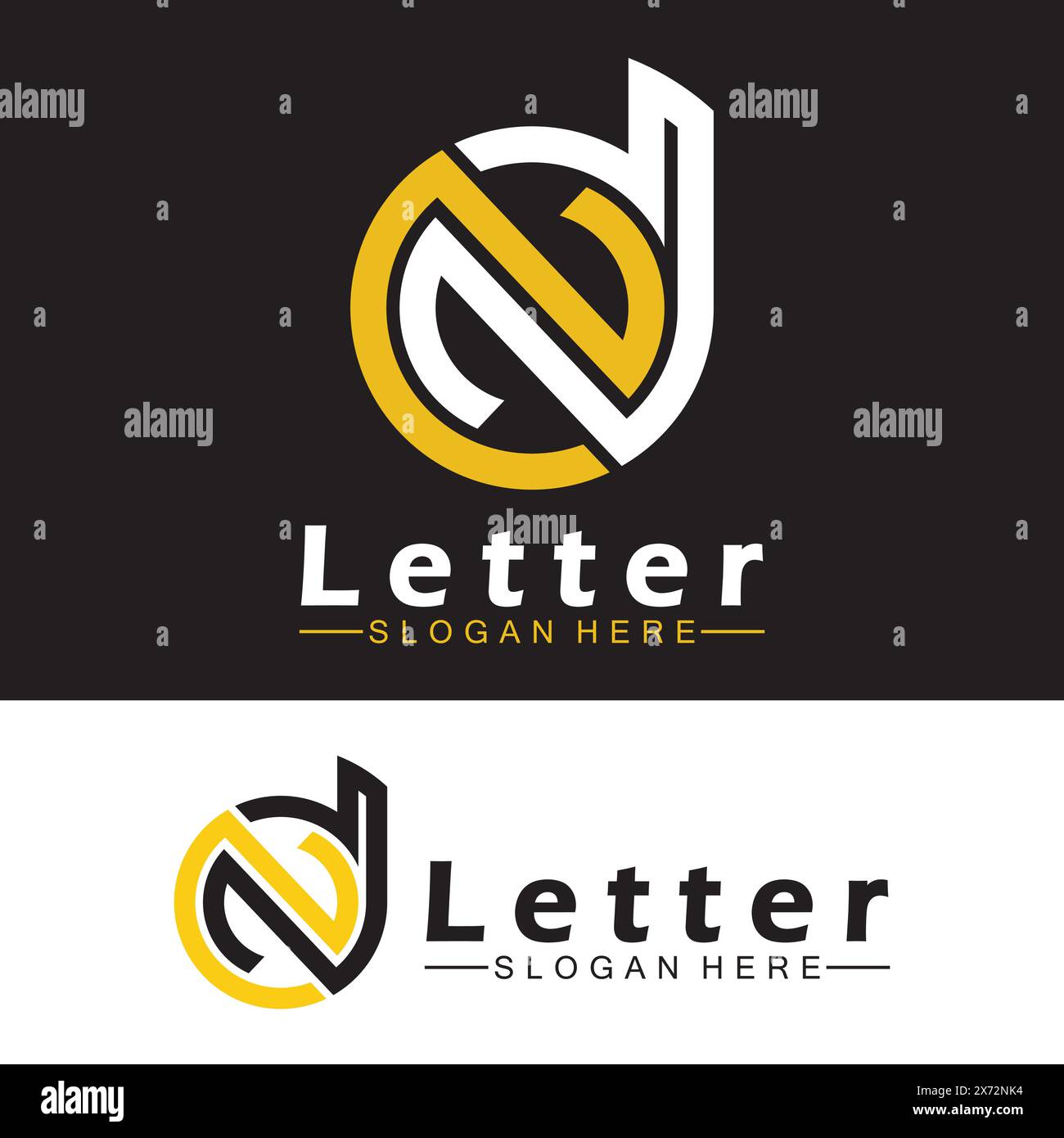 Alphabet letters monogram logo DN, ND, D and N, elegant and ...