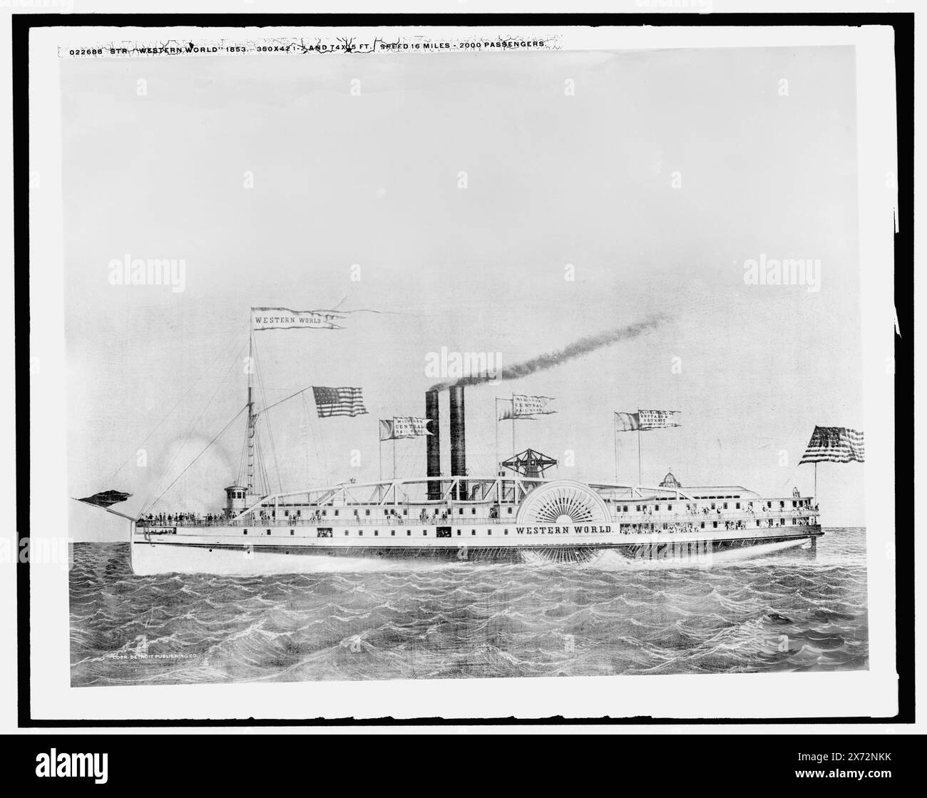 Str. Western World, 1853, 350 x 421-2 and 74 x 15 ft., speed 16 miles ...