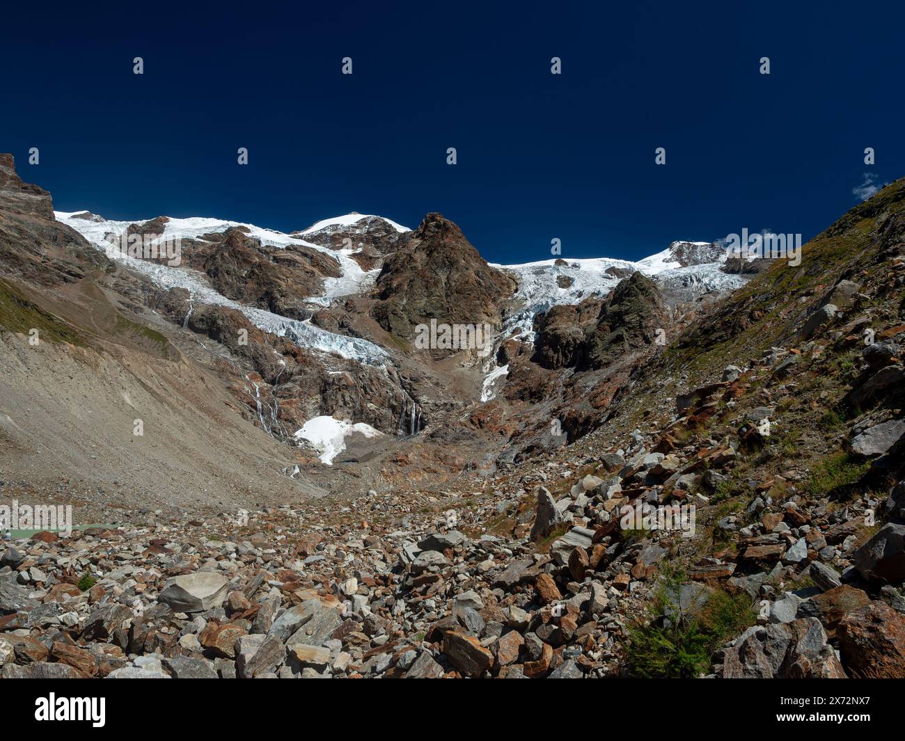 Panorama of Lyskamm mountain and Lys glacier in summer on Monte Rosa ...