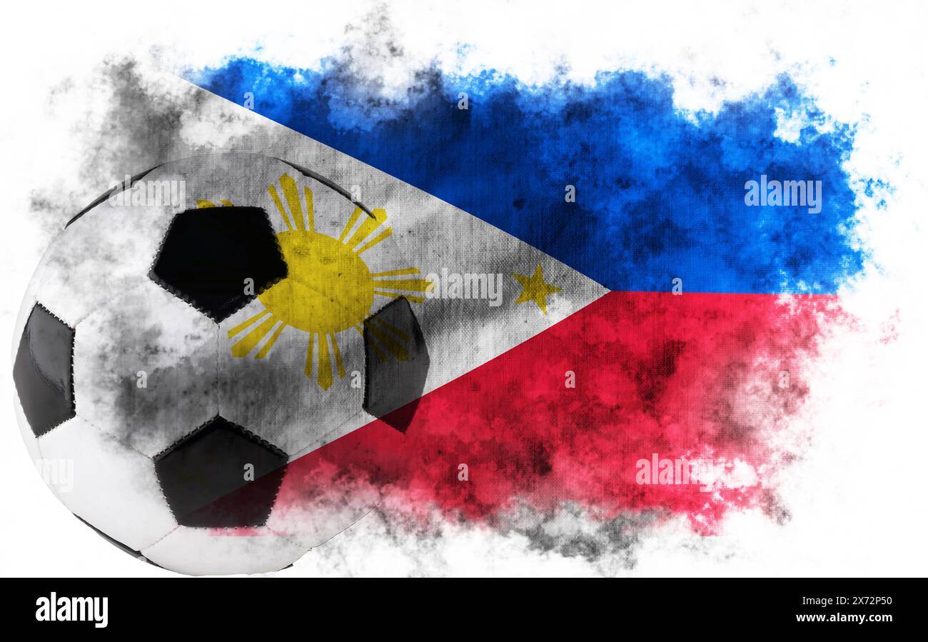 White background with Philippines flag and soccer ball Stock Photo - Alamy