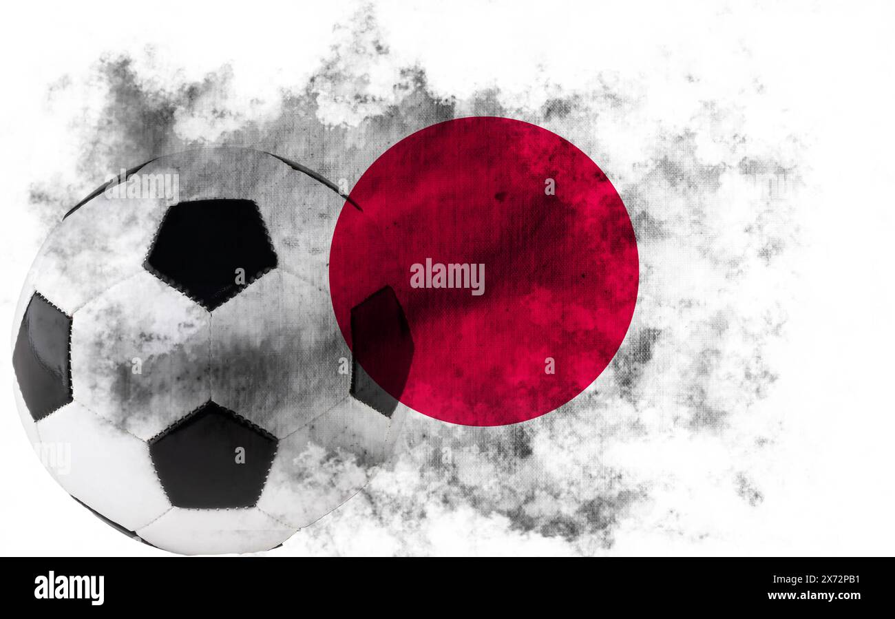 White background with Japan flag and soccer ball Stock Photo - Alamy