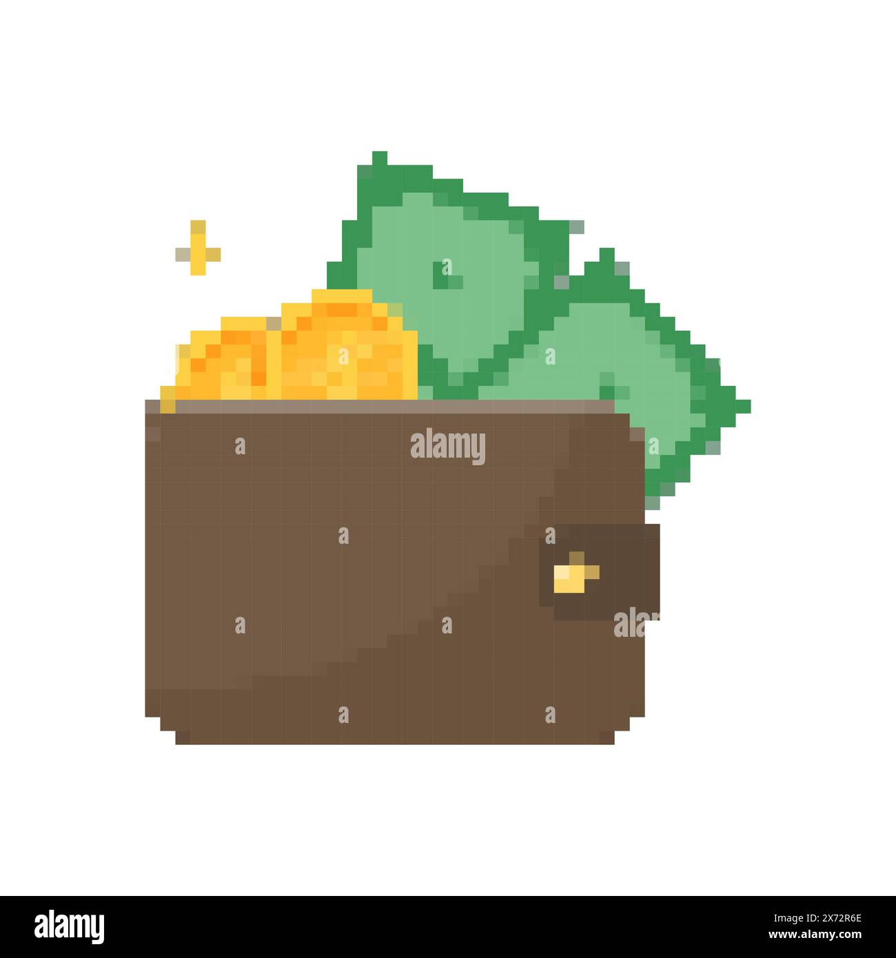 8-bit Pixel Art Cash Money icons set. Pixel Wallet with banknotes and ...