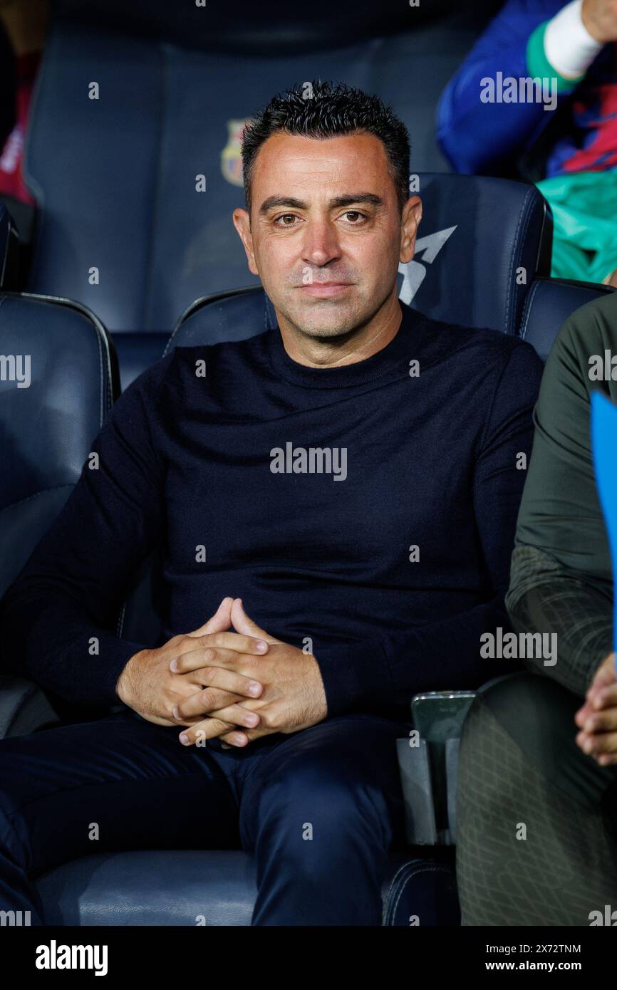 Barcelona, Spain. 13th May, 2024. The manager Xavi Hernandez in action ...