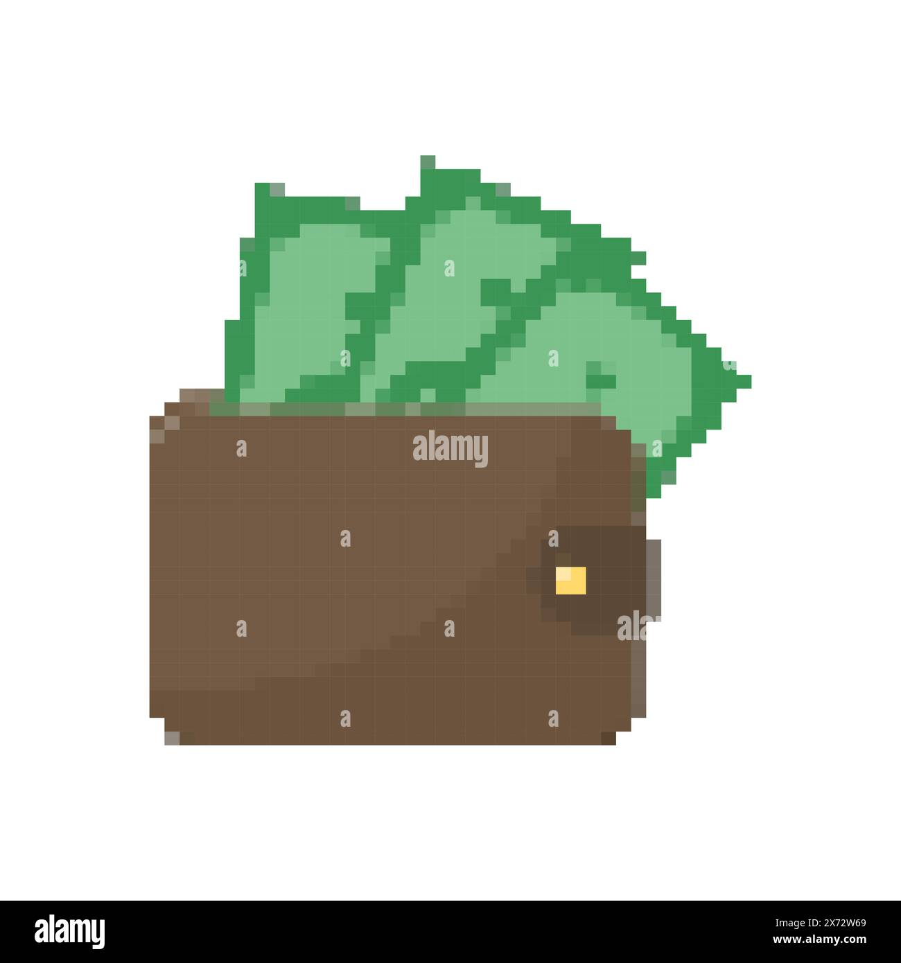 8-bit Pixel Art Cash Money icons set. Pixel Wallet with banknotes and ...