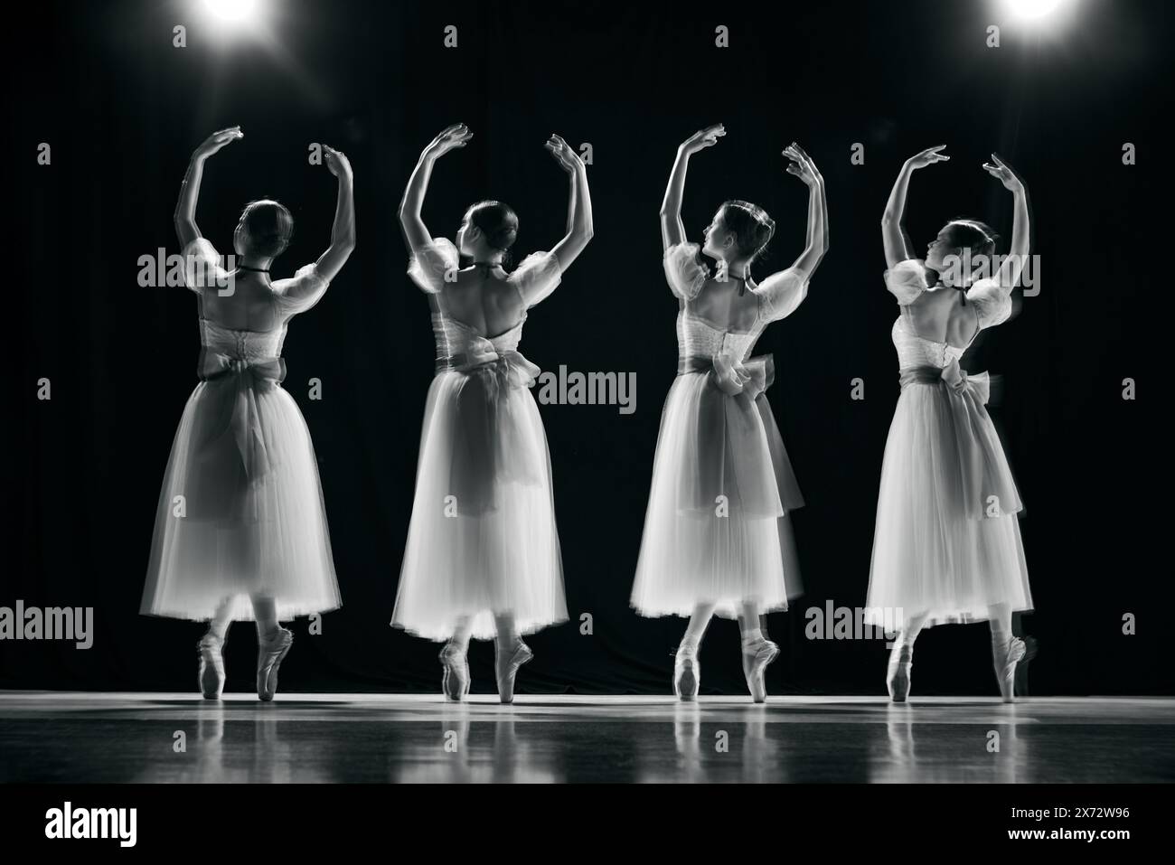 Timeless moment of ballet captured in motion, the dancers' movements ...