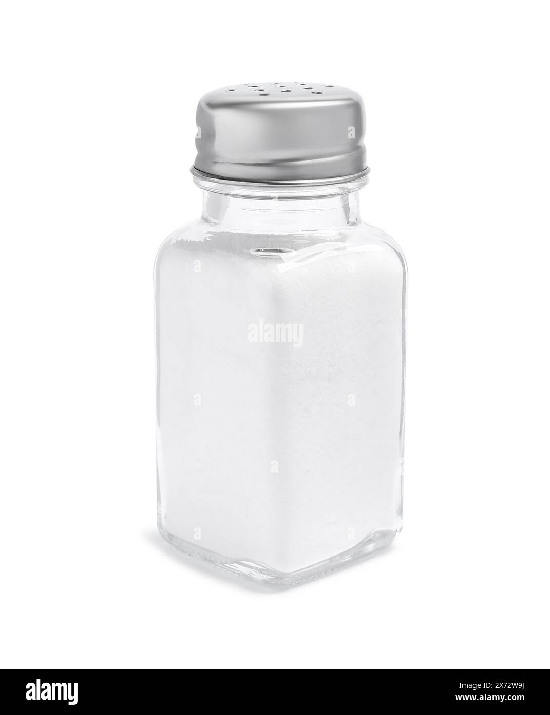 Natural salt in glass shaker isolated on white Stock Photo - Alamy