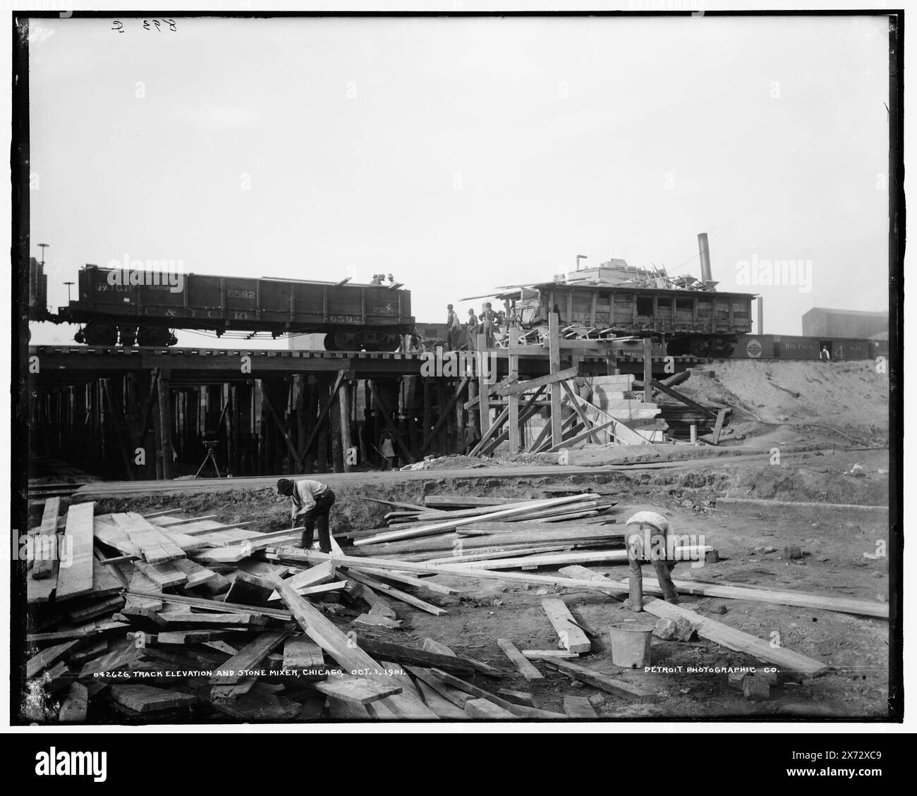 Track elevation and stone mixer, Chicago, "893 CJ" on negative ...