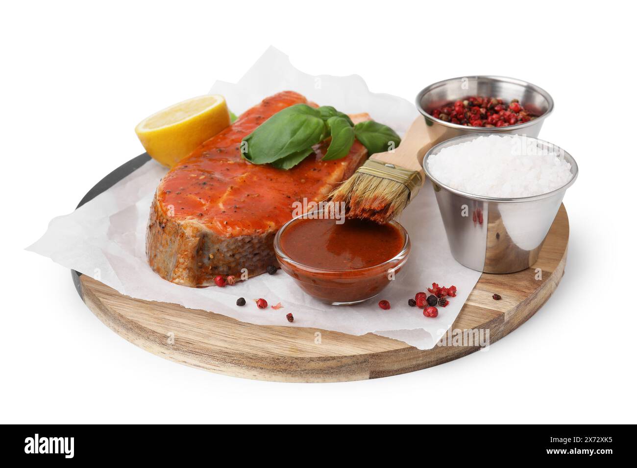 Fresh marinade, fish and other products isolated on white Stock Photo ...