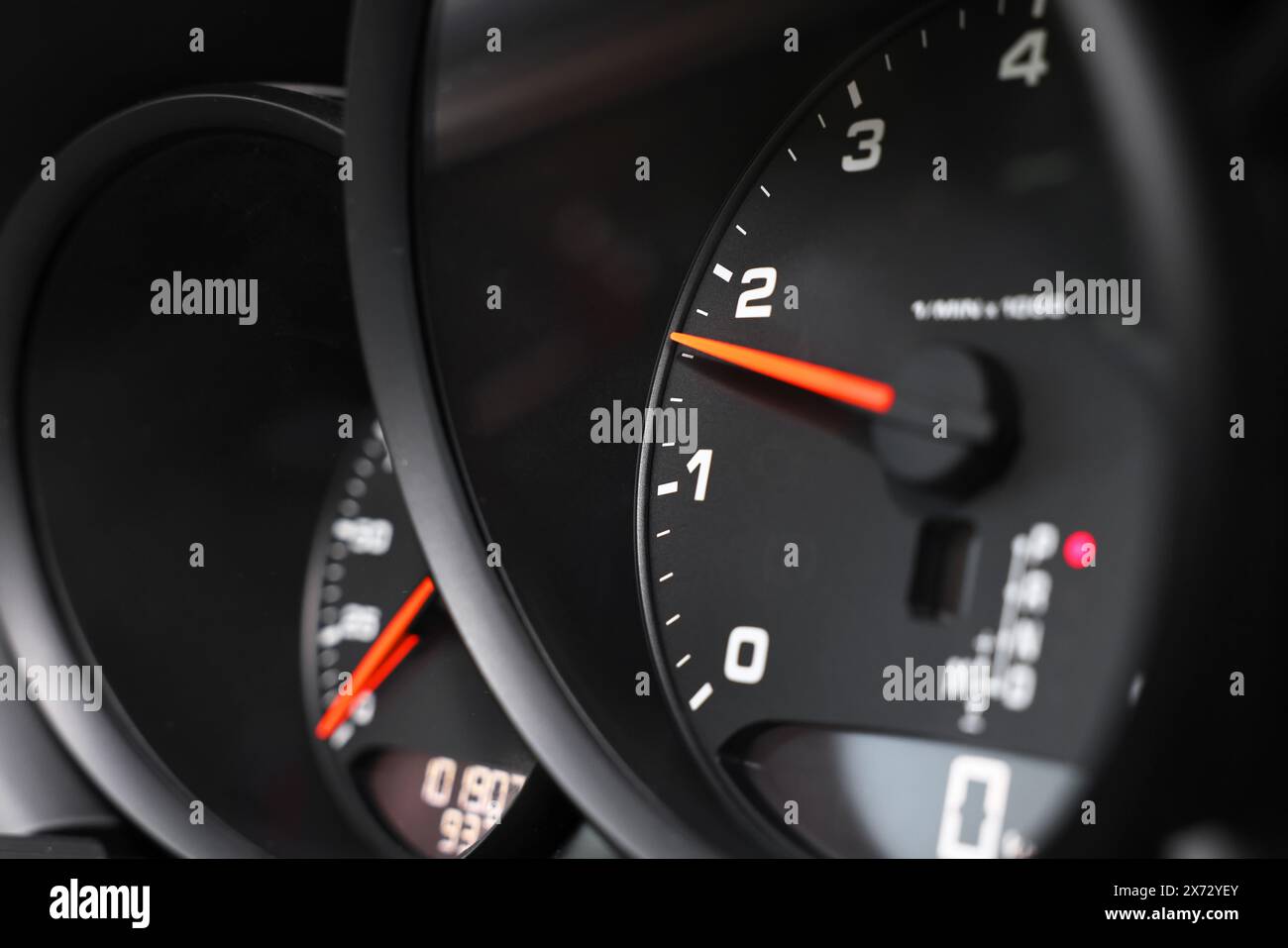 Speedometer and tachometer inside of modern car, closeup Stock Photo ...