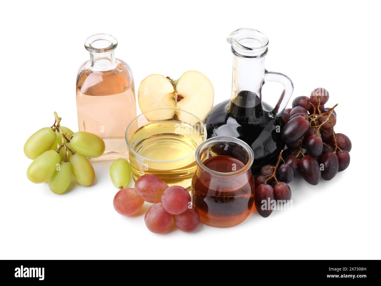 Different types of vinegar isolated on white Stock Photo - Alamy