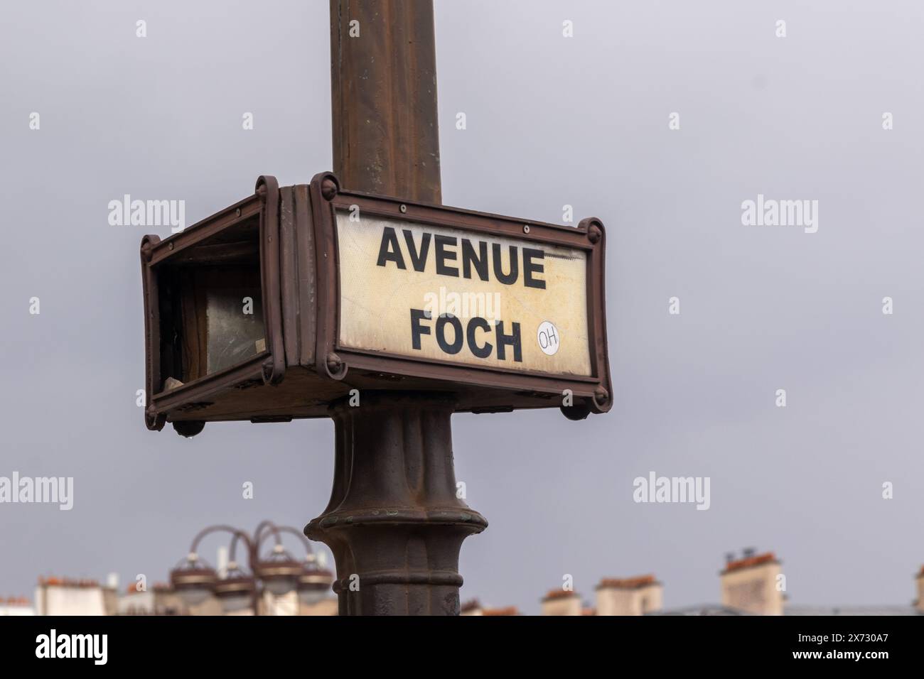 Paris, France, 17th April 2024:- A view of A sign for Avenue Foch Near ...