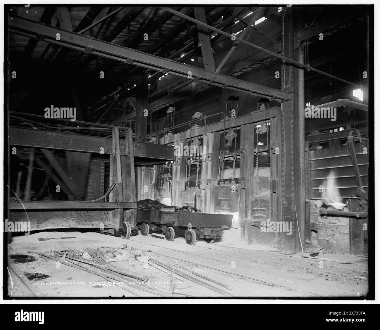 Feeding an open hearth furnace, Homestead Steel Wks. Works, Homestead ...