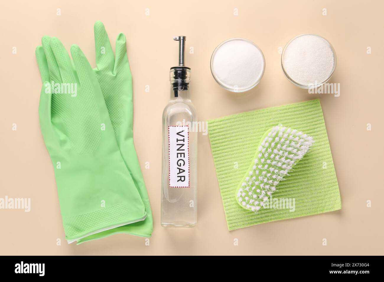 Eco friendly natural cleaners. Flat lay composition with bottle of ...