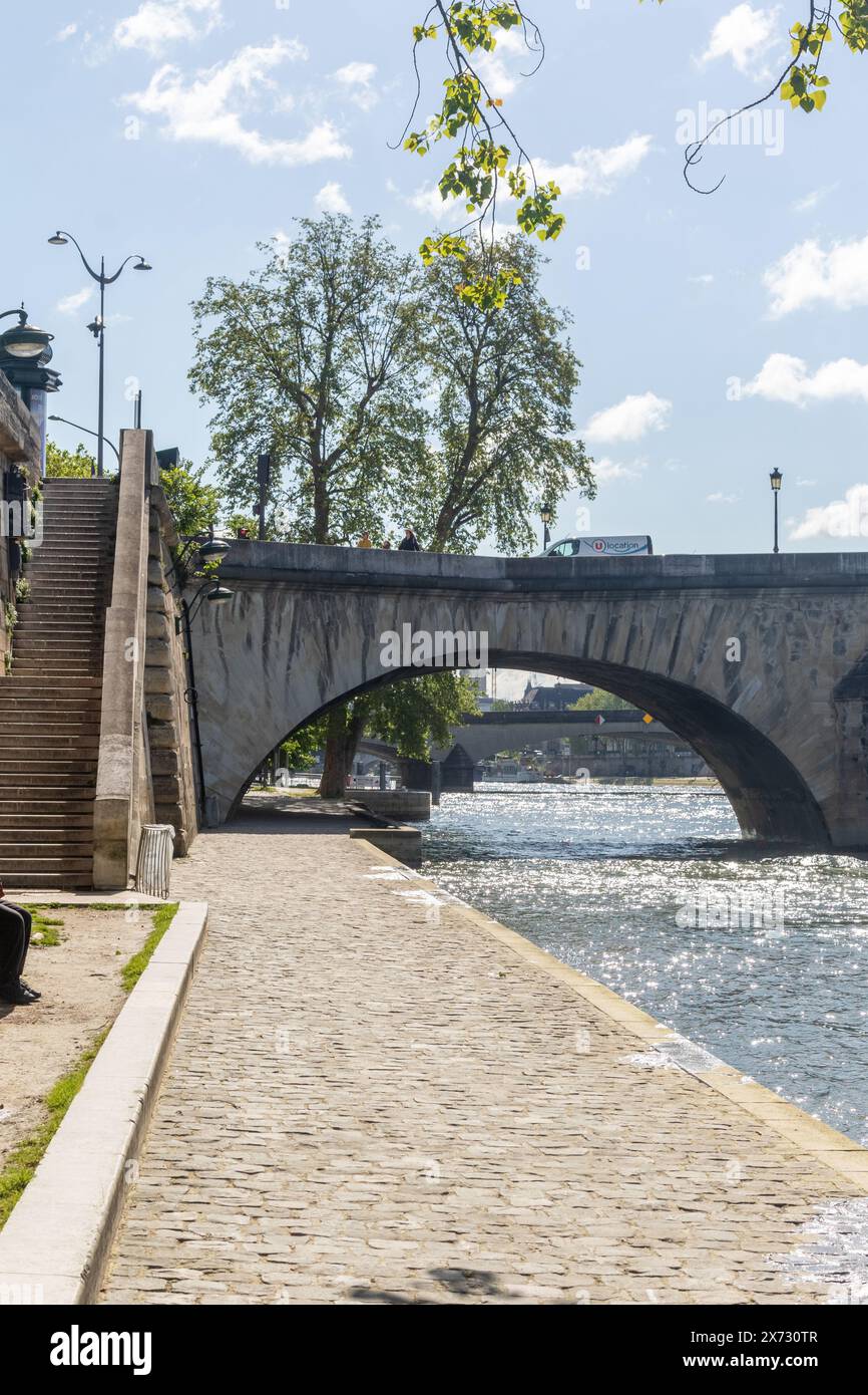 Paris, France, 17th April 2024:- A view of The Pont Royal Bridge over ...