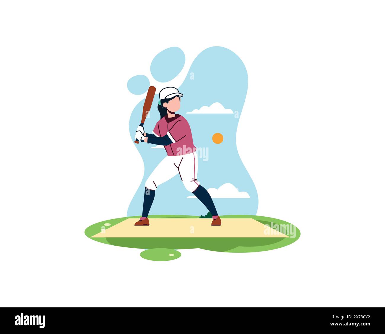 female baseball player takes steps to hit the ball. sport and ...