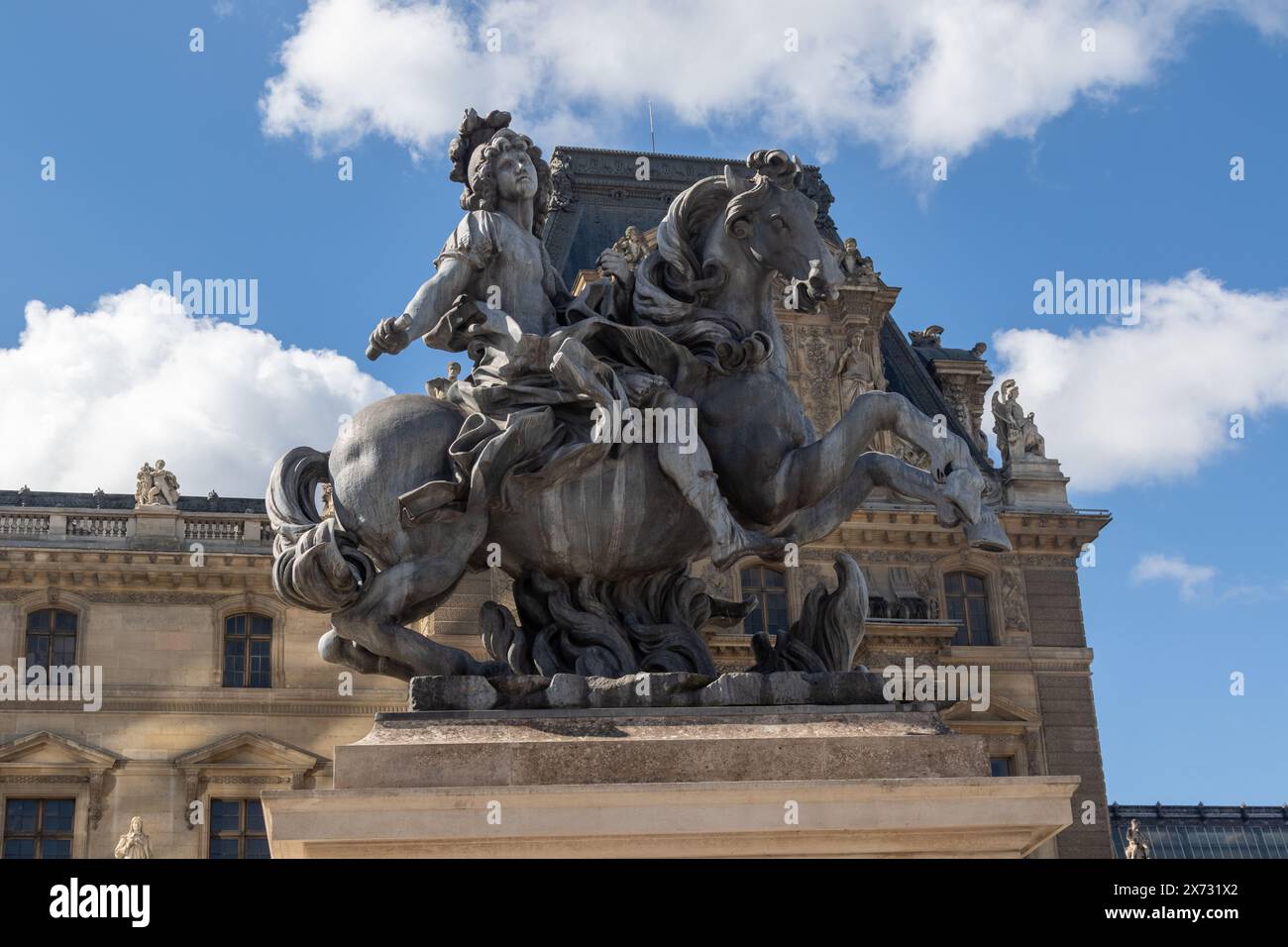 Paris, France, 17th April 2024:- A view of Louis XIV sous les traits de ...