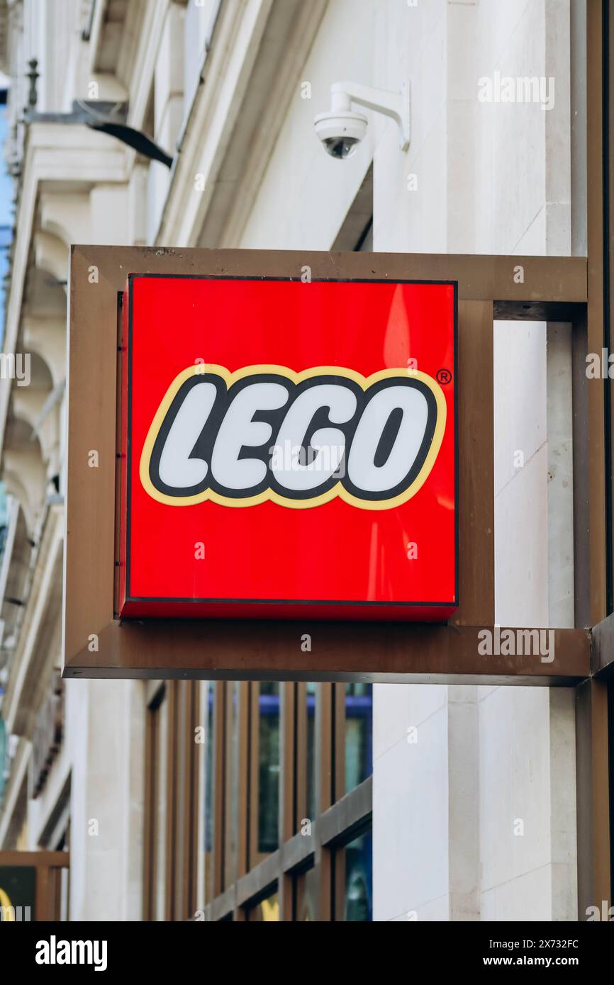 London, United Kingdom - September 25, 2023: Lego store sign in central ...