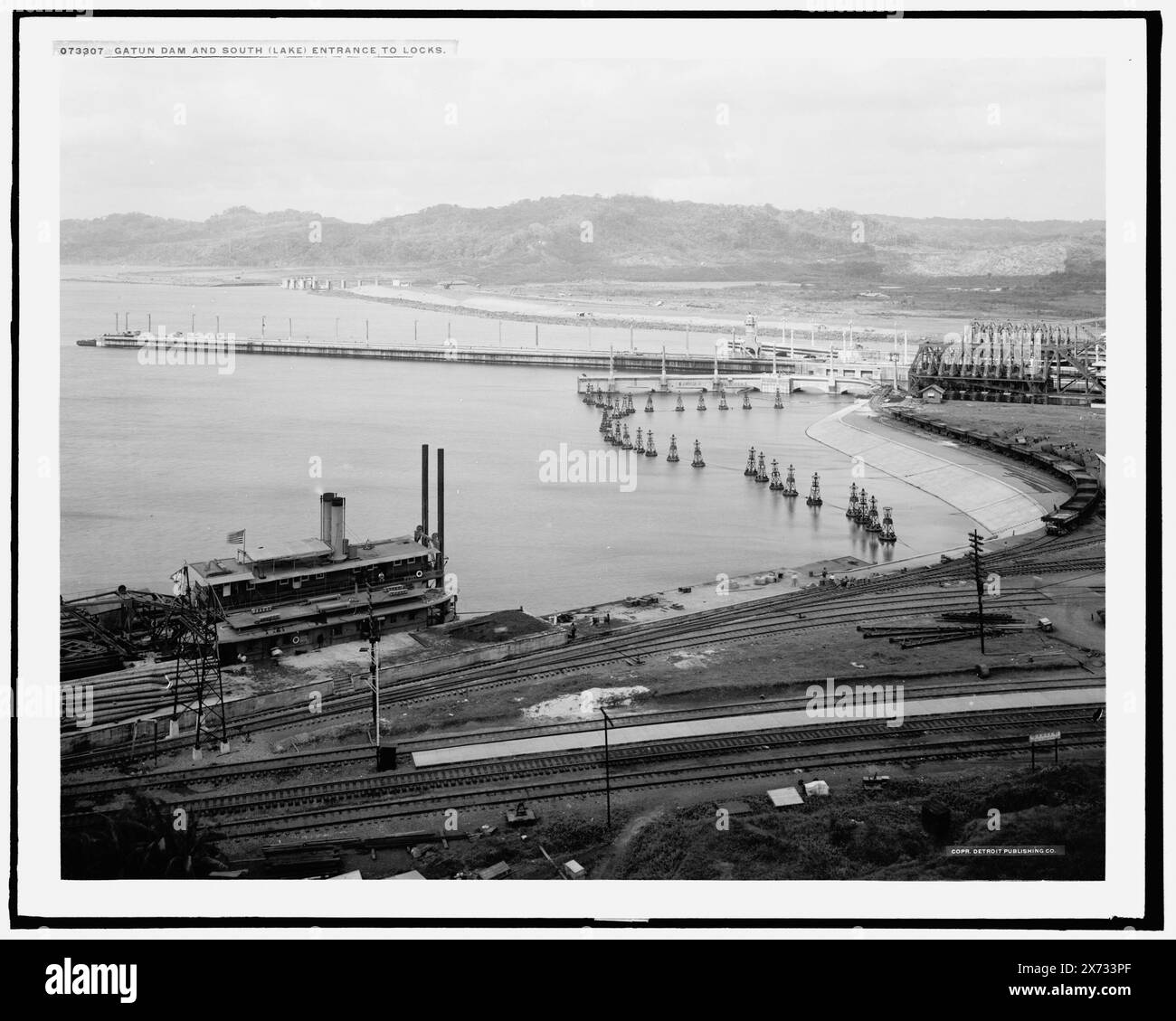 Gatun Dam and south lake entrance to locks, "10" on negative., Detroit ...