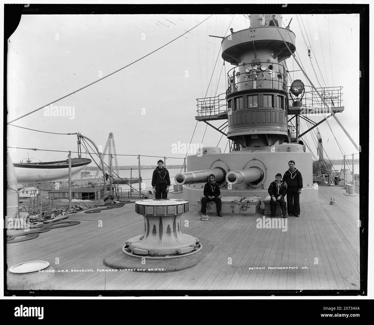 U.S.S. Brooklyn, forward turret and bridge, Date based on Detroit ...