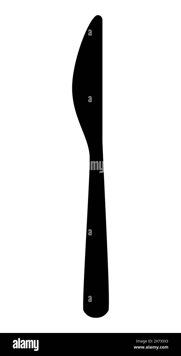 table knife silhouette shape, black and white vector illustration of ...