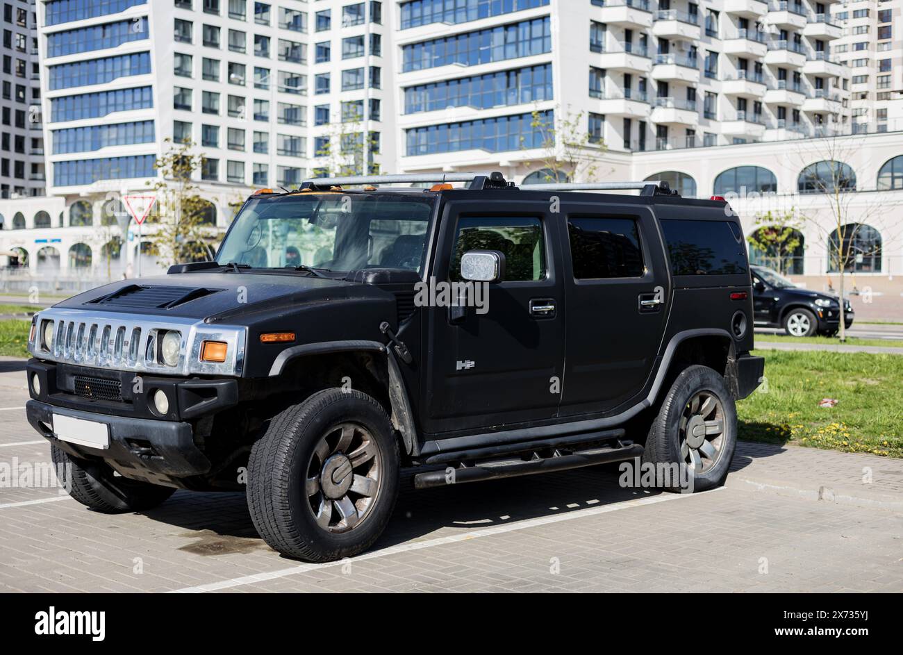 Minsk, Belarus, May 17, 2024 - powerful Black Hummer H2 parked in city ...