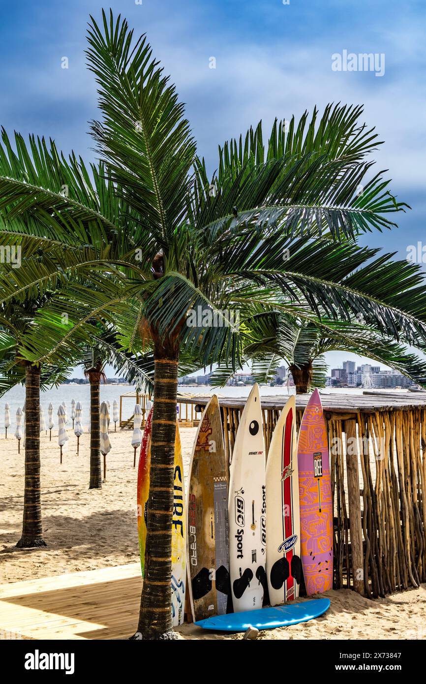 Surf bar on the beach in sea resort Sunny Beach, Bulgaria Stock Photo ...