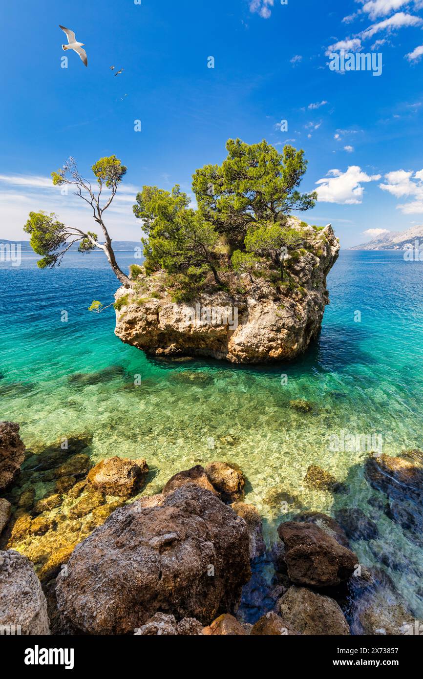 Kamen Brela symbol of the city of Brela on Adriatic coast of Dalmatia ...