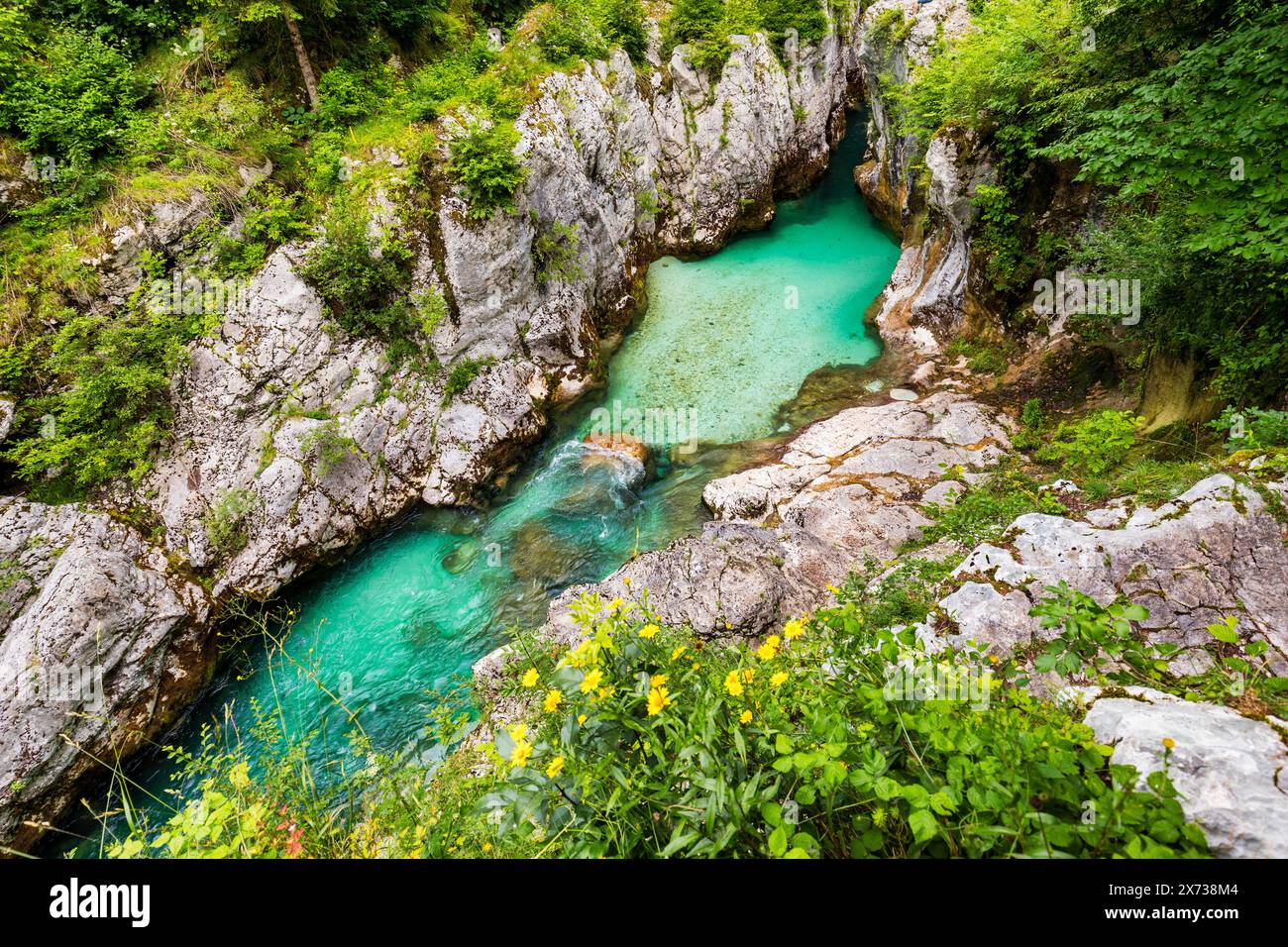 Amazing Soca river gorge in Slovenian Alps. Great Soca Gorge (Velika ...
