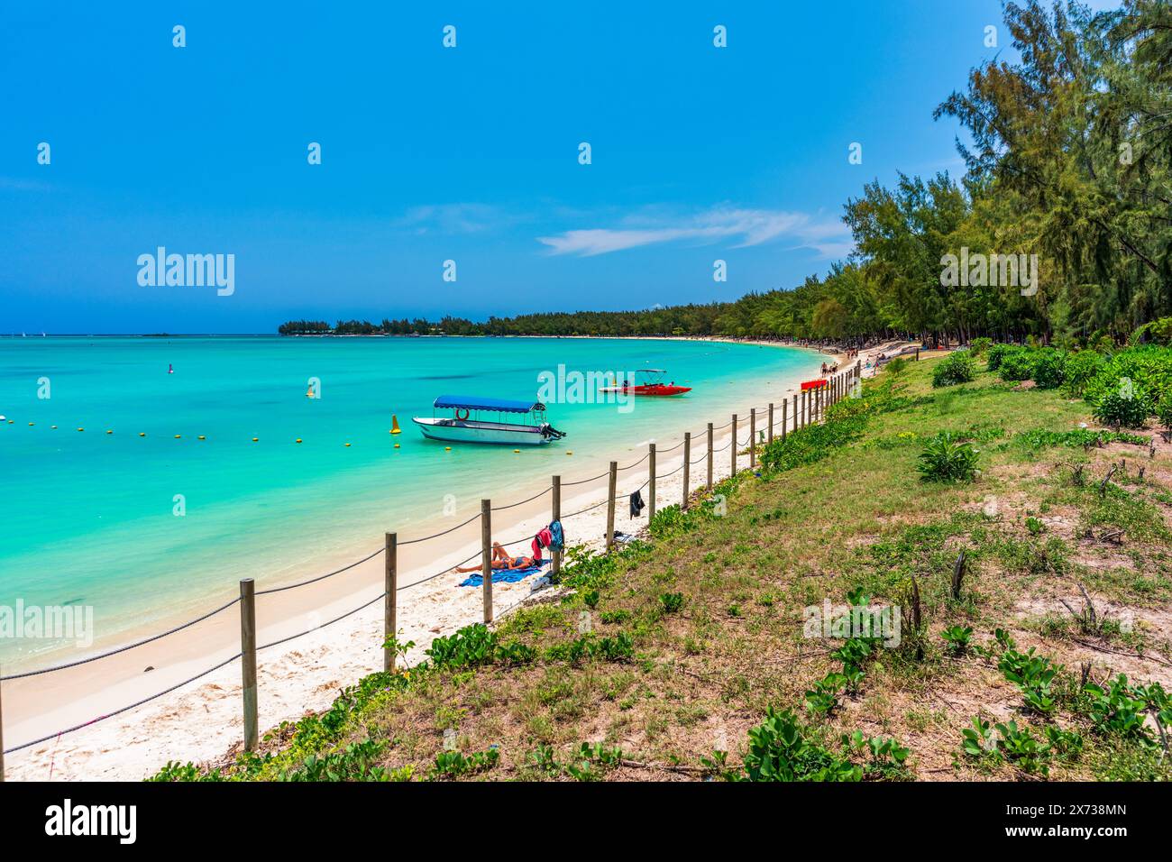 Mauritius beach aerial view of Mont Choisy beach in Grand Baie ...