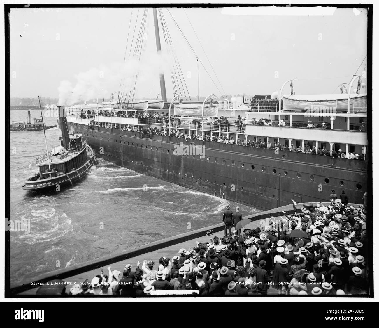 S.S. Majestic, outward bound farewells, "G 1053" on negative., Detroit ...