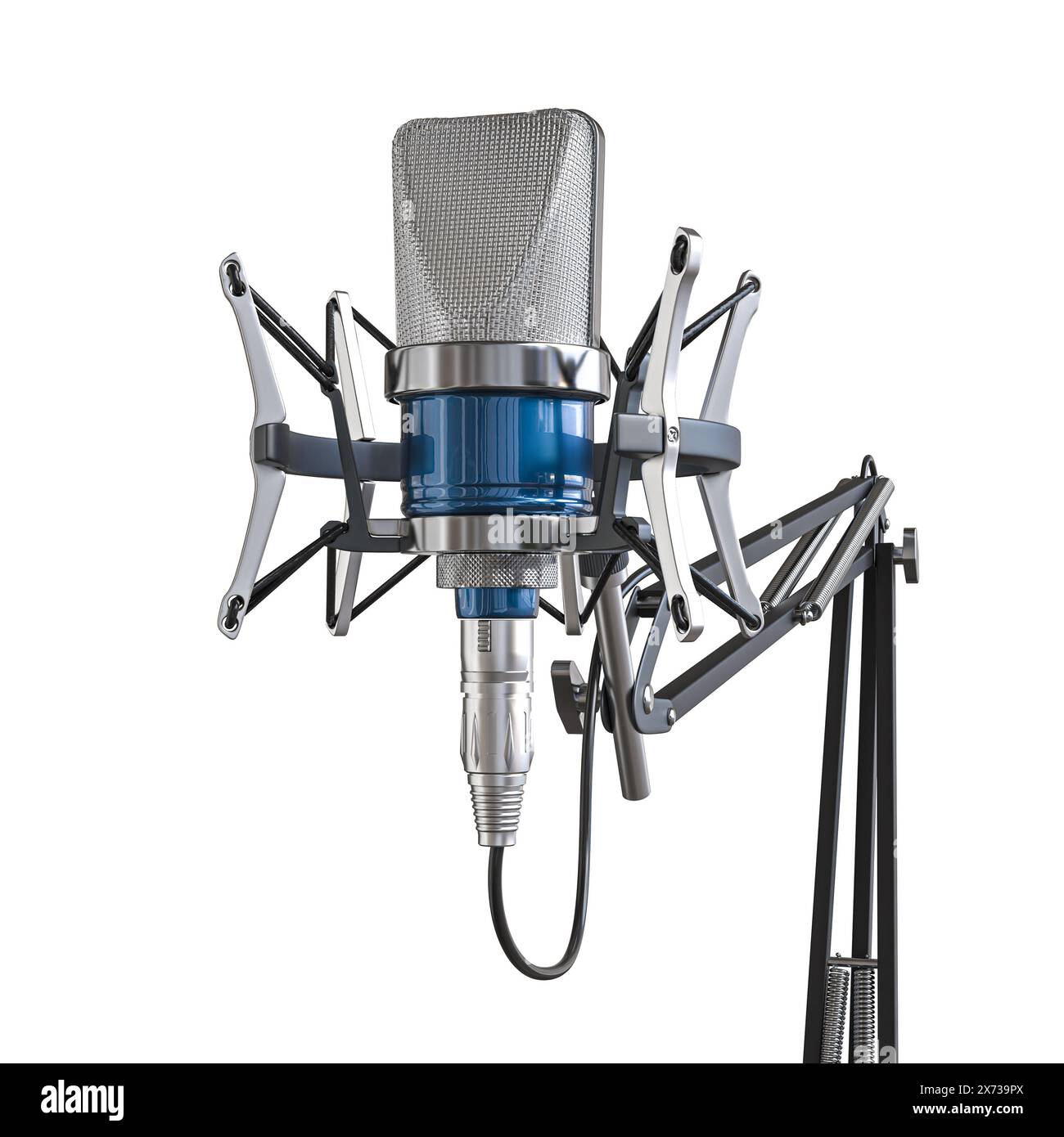 studio microphone shock mount isolated white background. recording ...