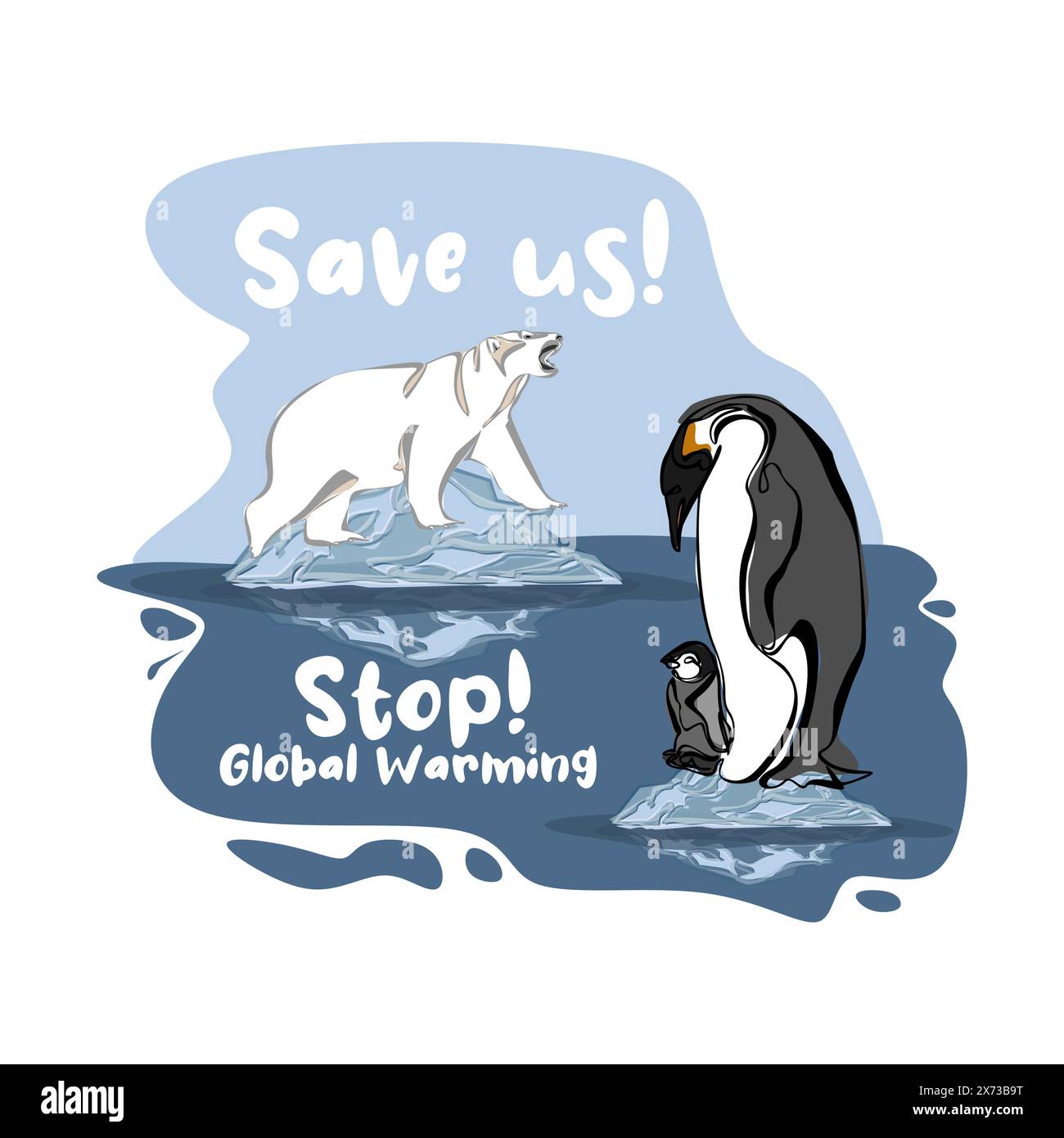 Global warming poster design. Ecological catastrophe. Save Arctic and ...