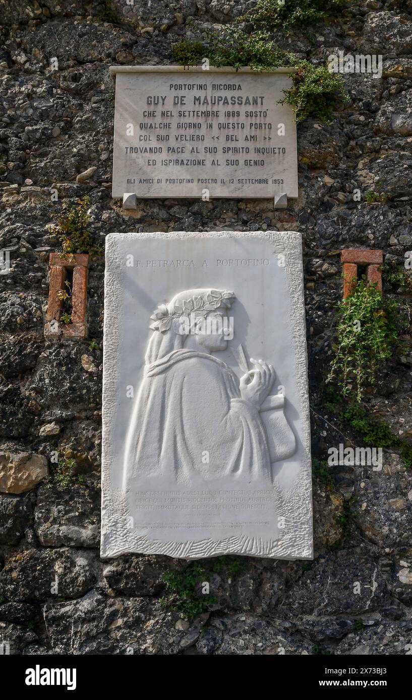Plaques to the Renaissance poet Francesco Petrarca and to the 19th ...