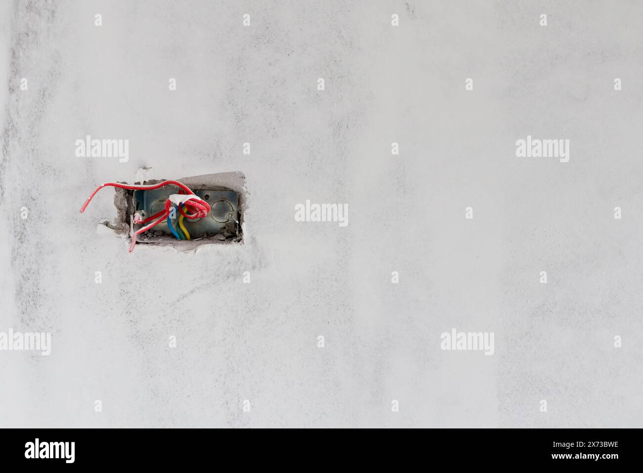 electric line in the wall socket at house construction Stock Photo - Alamy