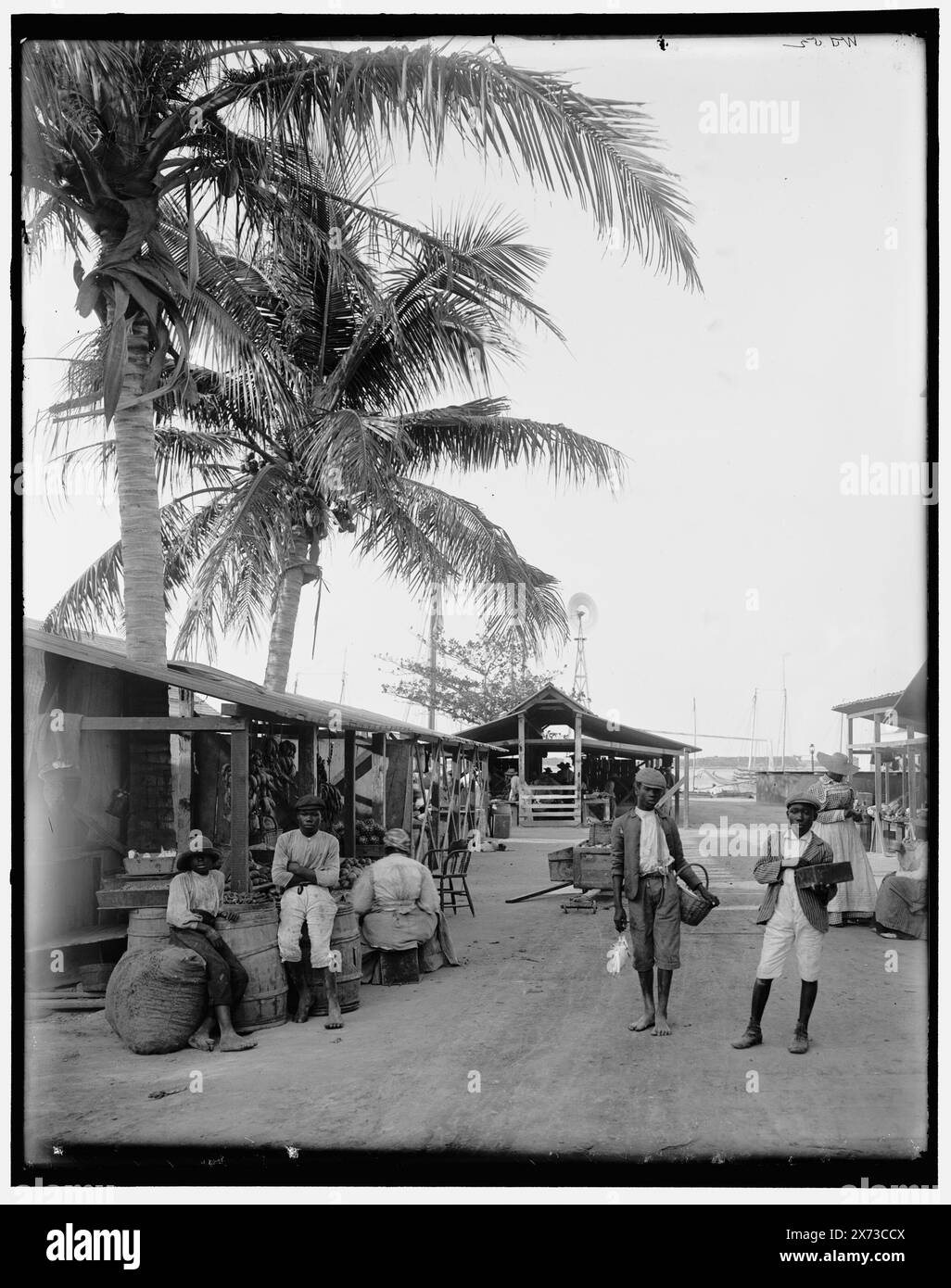 Market on the wharf, Nassau, Bahama Islands, Title and date from ...