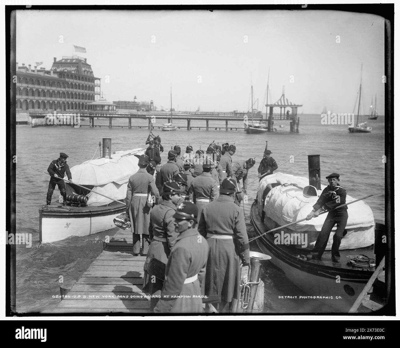 U.S.S. New York, band going aboard at Hampton Roads, Attribution based ...