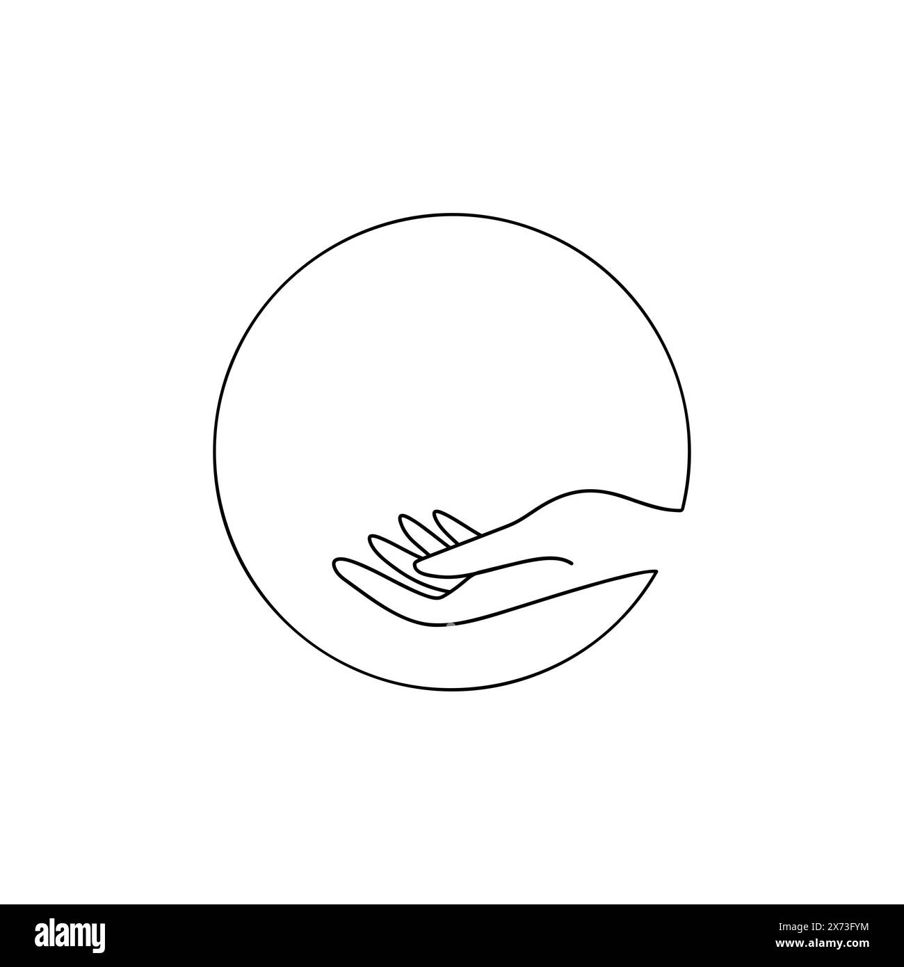 minimalist line art of an open hand in circle Stock Vector Image & Art ...