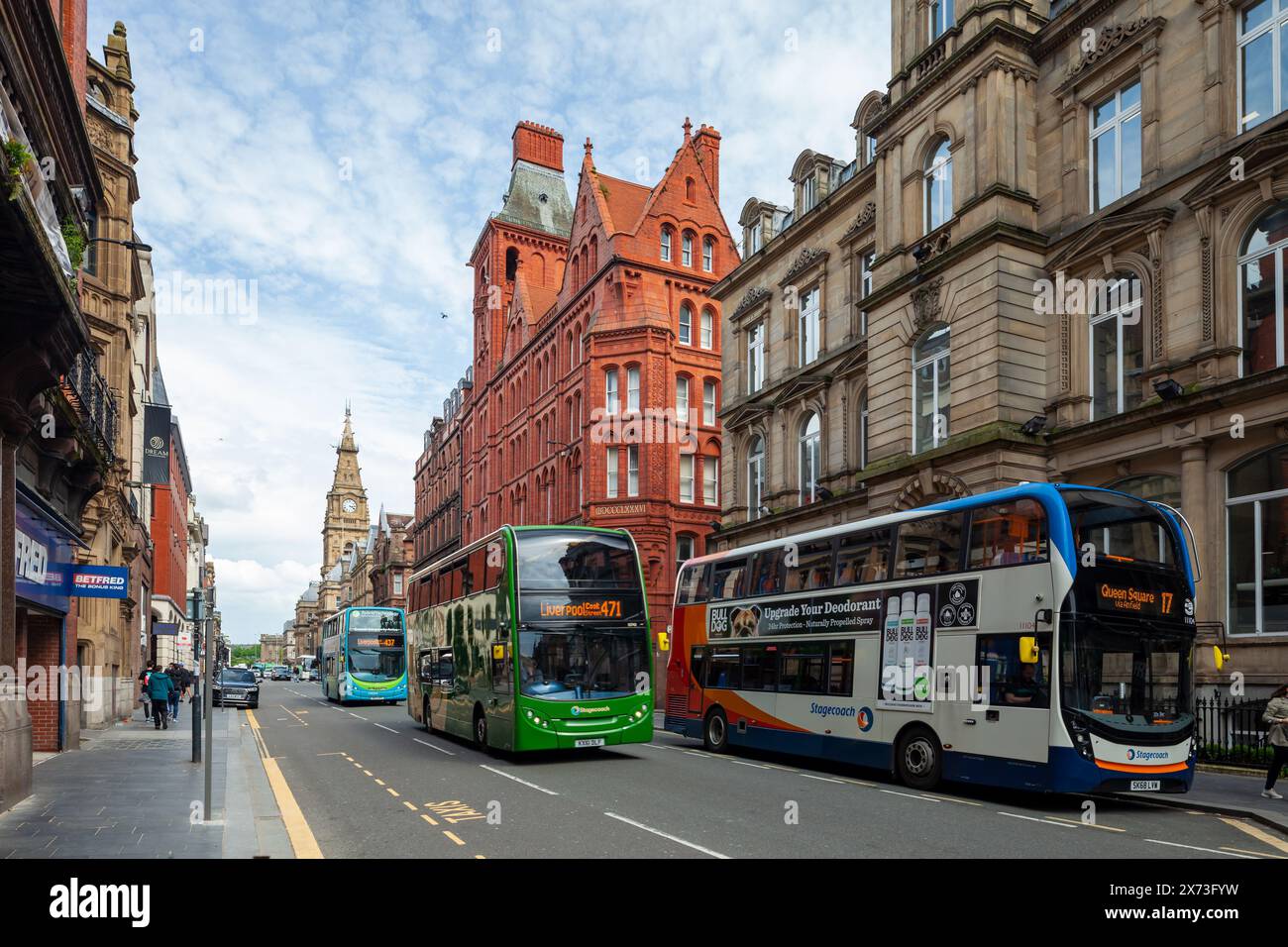 Double decker buses on Dale Street in Liverpool city centre Stock Photo ...
