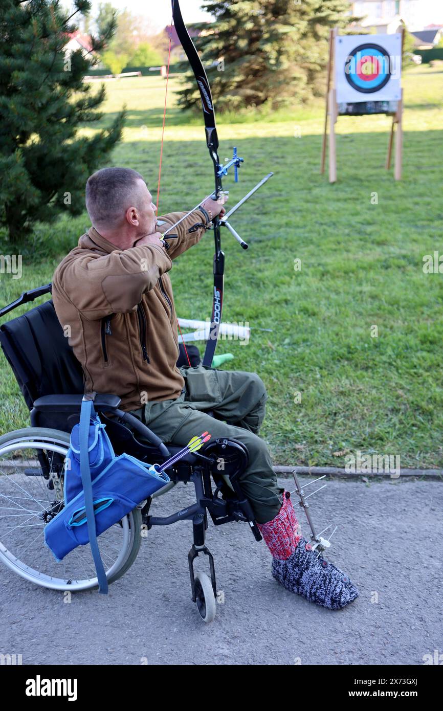 IVANO-FRANKIVSK, UKRAINE - MAY 16, 2024 - A serviceman who is being ...