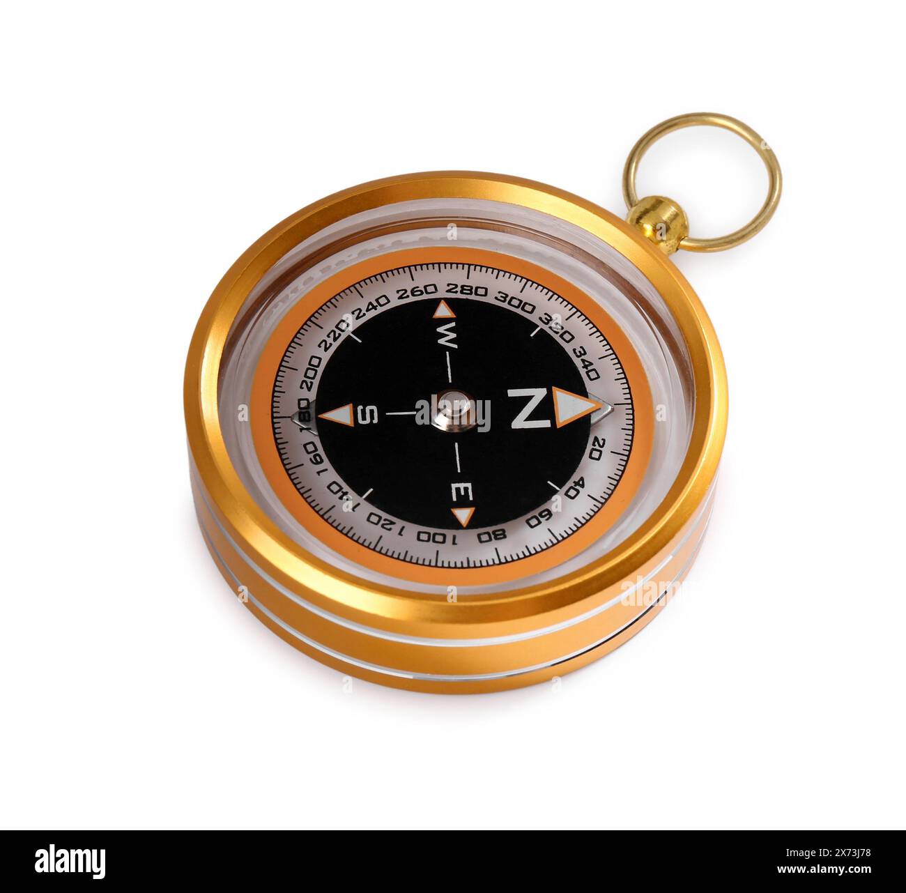 One compass isolated on white. Navigation equipment Stock Photo - Alamy