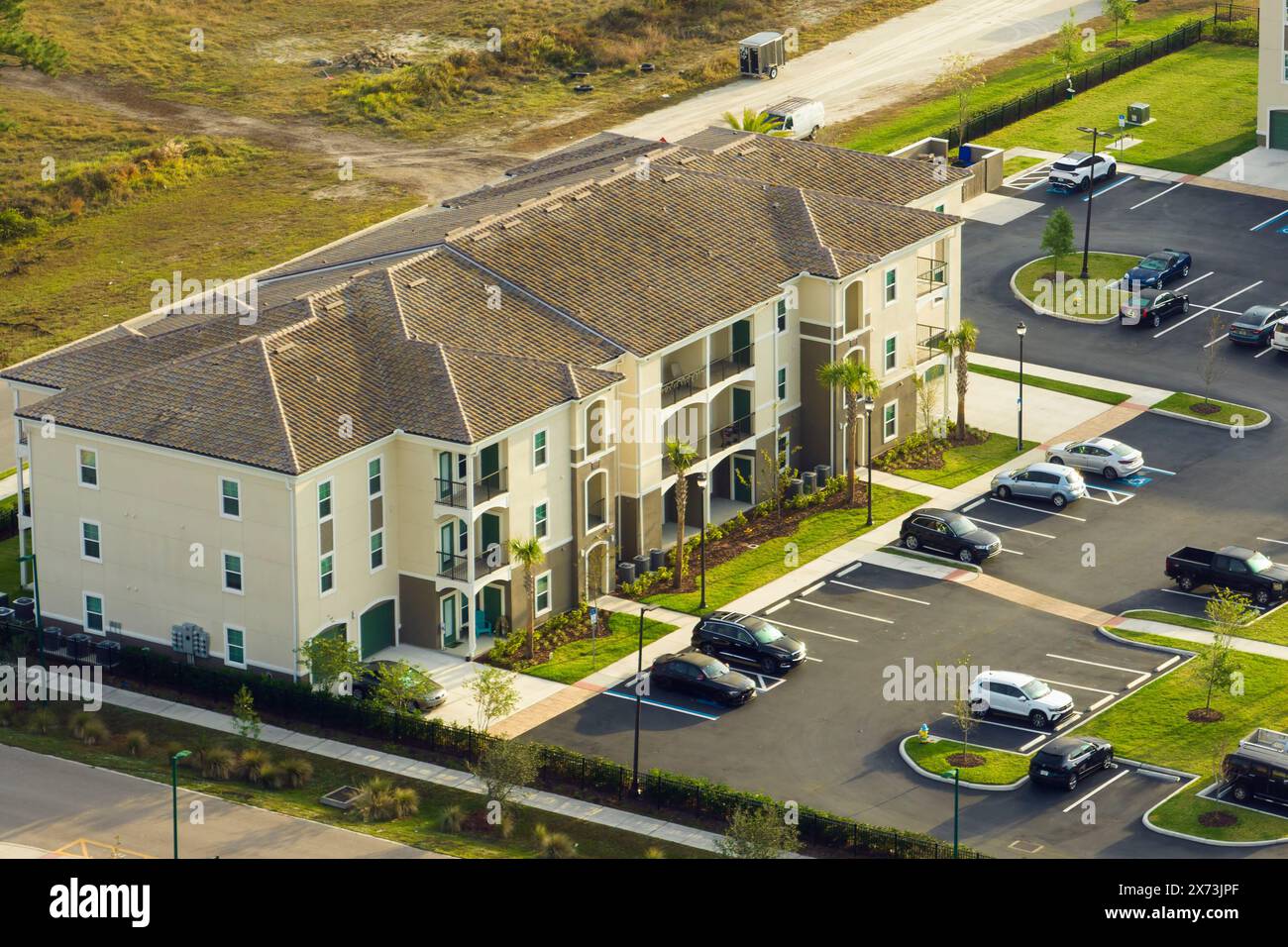 Aerial view of american apartment buildings in Florida residential area ...