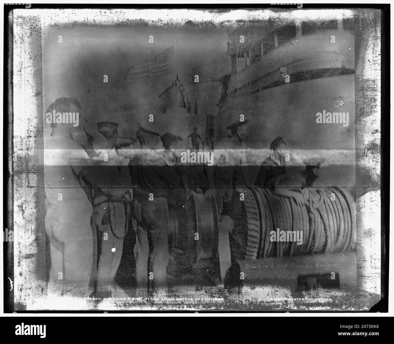 U.S.S. Oregon, watching a shot at the Cristobal Colon, Battle of ...