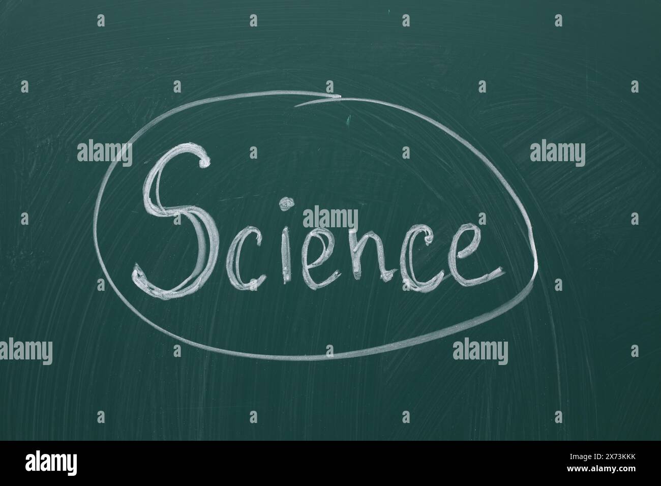 Word Science written with chalk on green board Stock Photo - Alamy